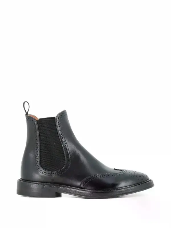 ALBERTO FASCIANI Brogue-detail Leather Chelsea Boots