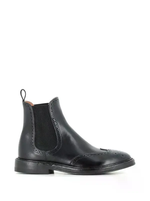 ALBERTO FASCIANI Brogue-detail Leather Chelsea Boots - Black