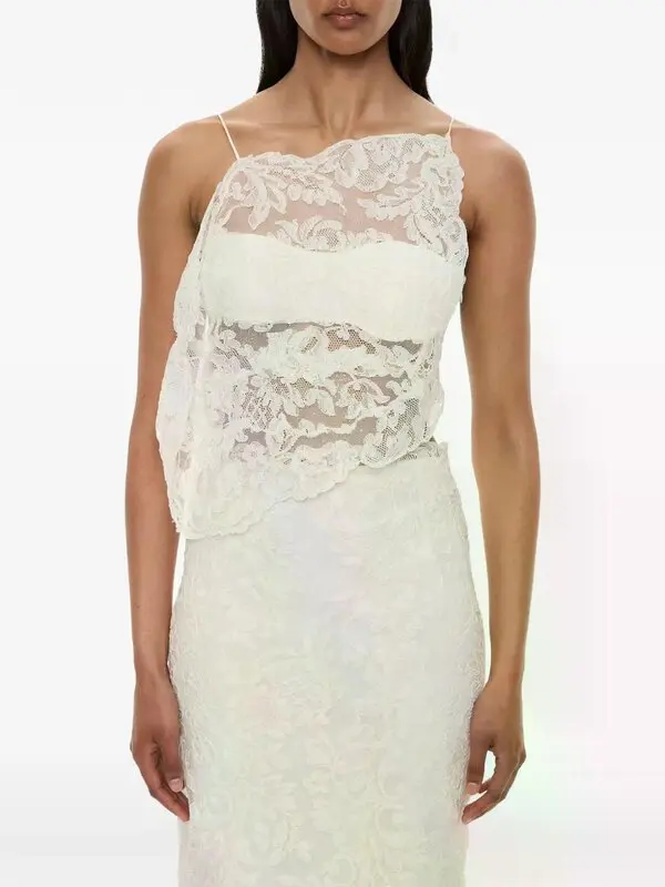 Christopher Esber Reverie Floating Lace Cami Tank Top - White