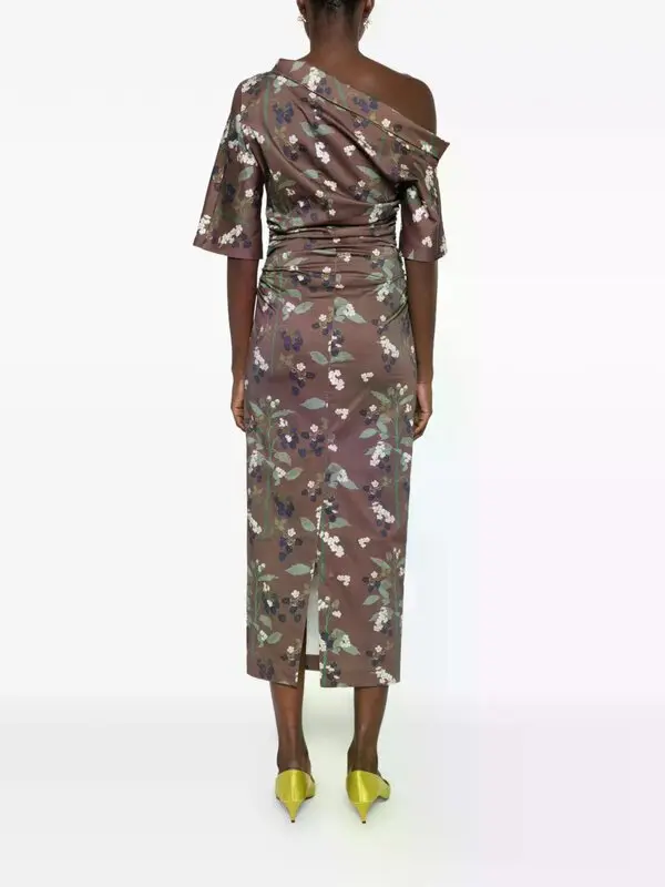 Bernadette Bowery Floral-print Midi Dress - Brown
