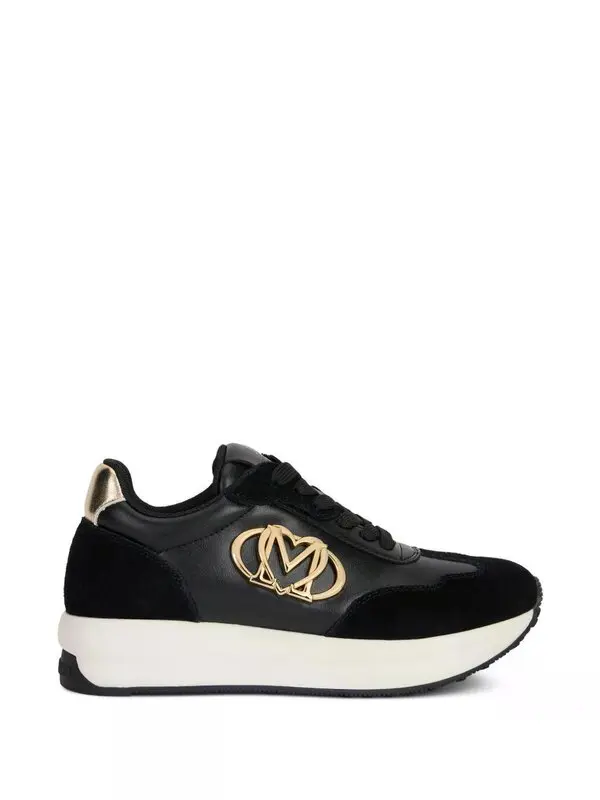 Moschino Logo-plaque Suede Sneakers - Black