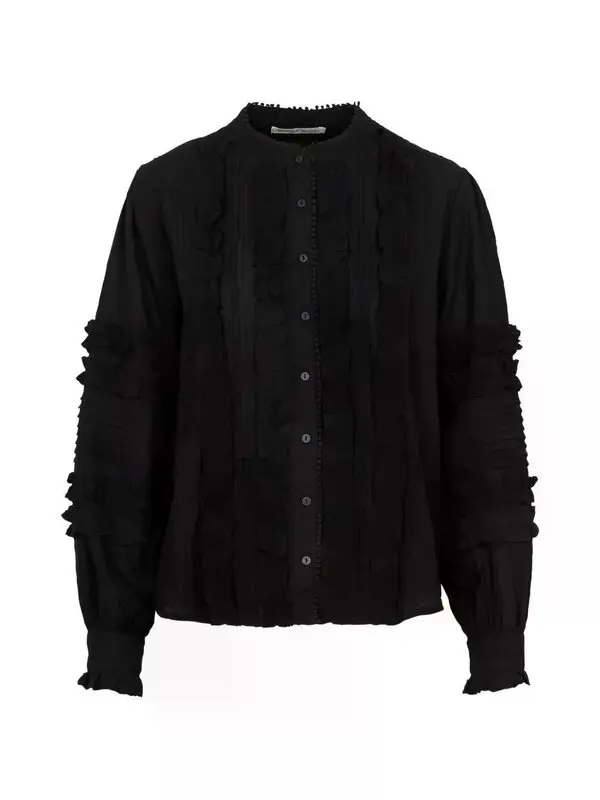 MAISON HOTEL Farruca Ruffled Lace-trim Blouse - Black