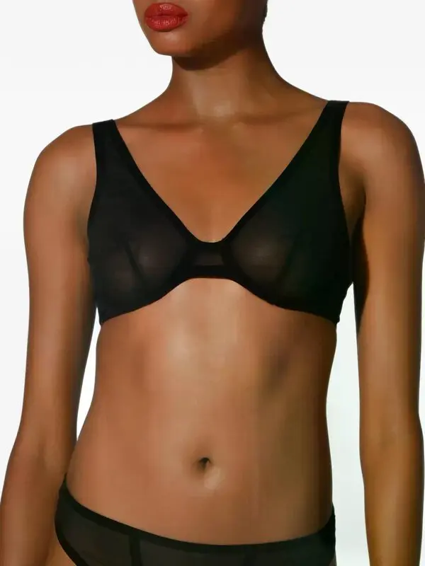 Wolford Tulle Velvet-trim Plunge Bra