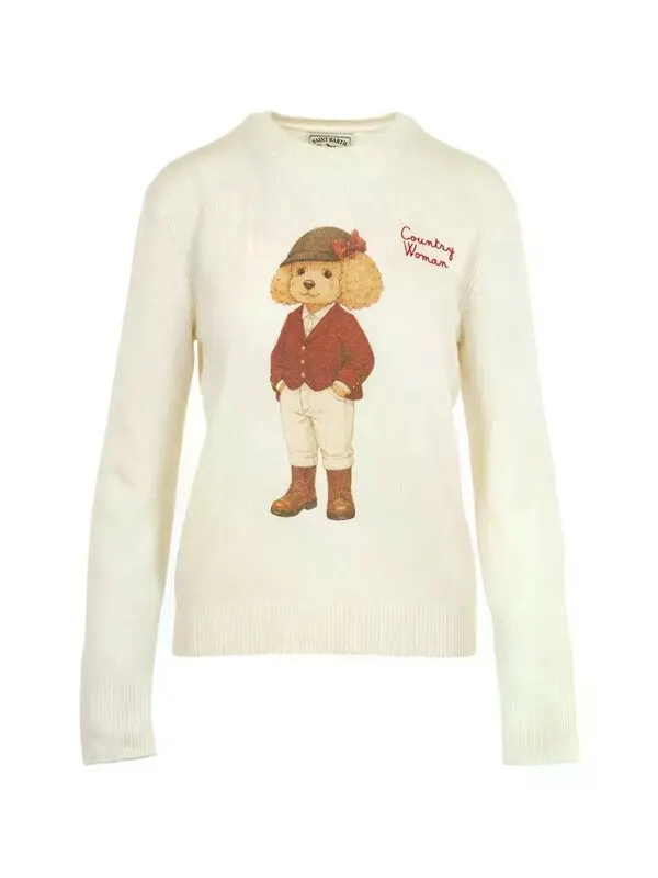 MC2 SAINT BARTH Graphic-print Embroidered Sweater - Neutrals