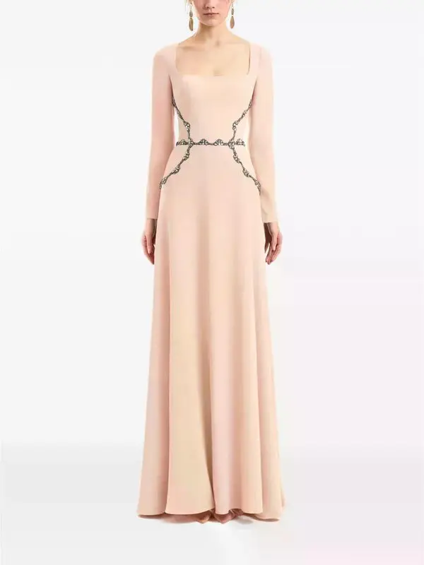 GEMY MAALOUF Beaded-waist Square-neck Dress