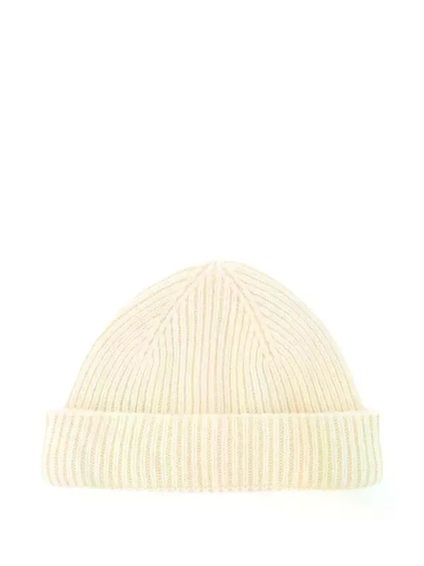 AMARANTO Ribbed-knit Beanie Hat - Neutrals