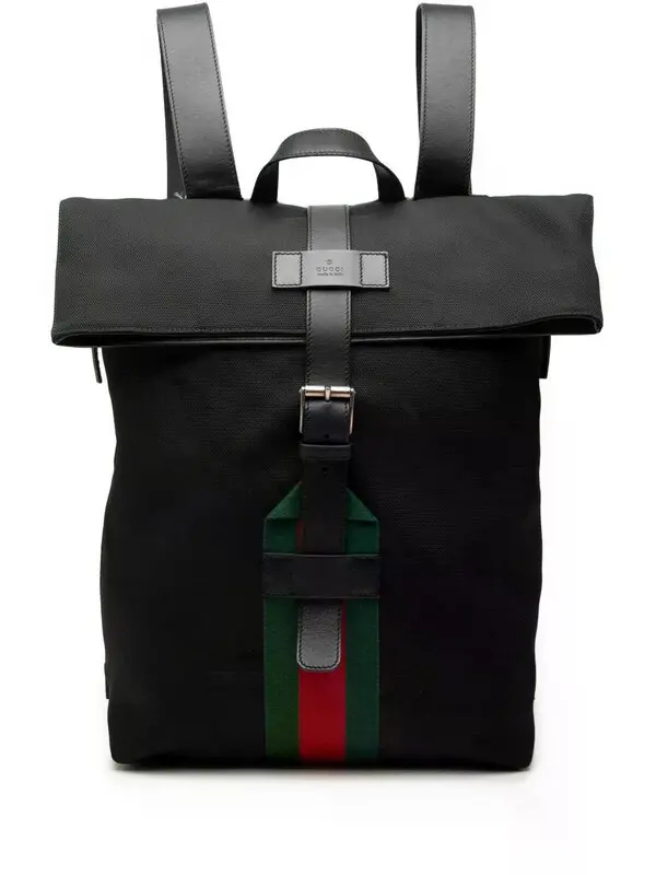 Gucci 2000-2015 Canvas Techno Web Fold Over Backpack