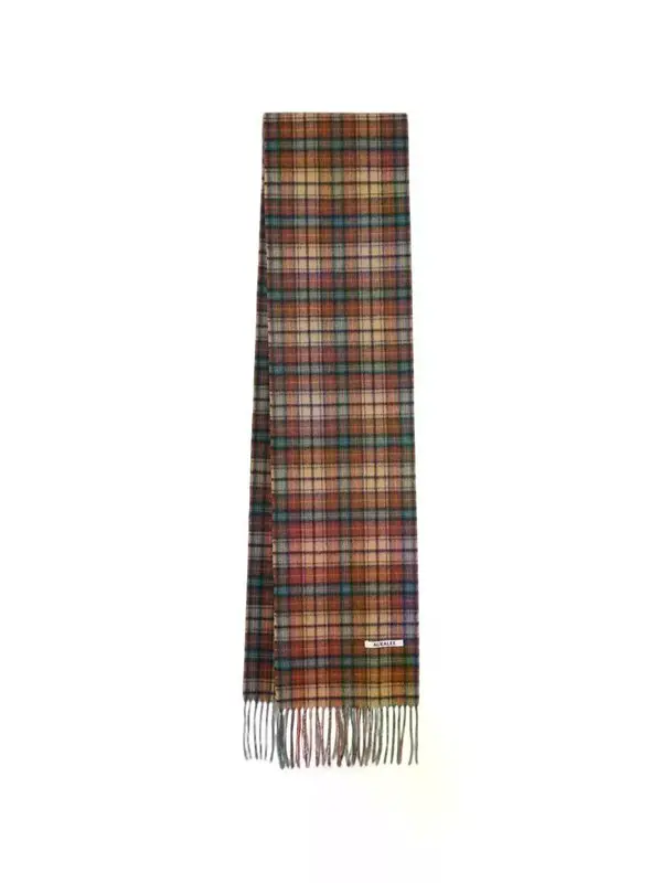 Auralee Check Fringed Scarf