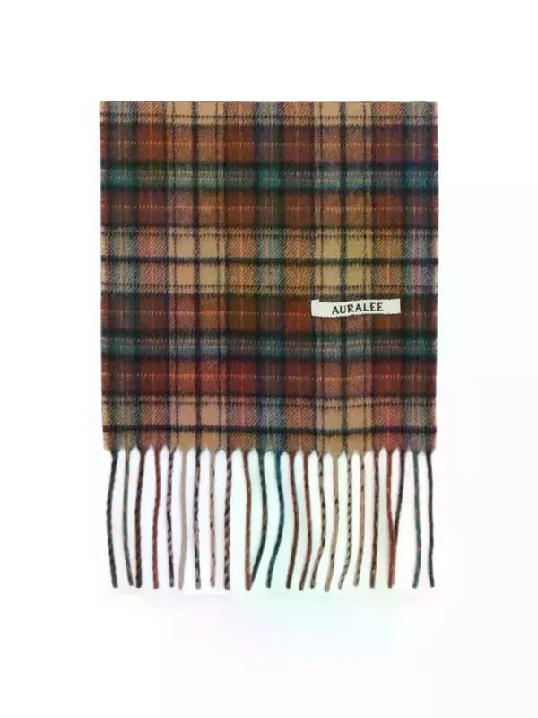 Auralee Check Fringed Scarf