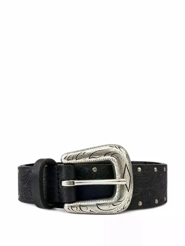Anderson's Stud-embellished Engraved-buckle Belt