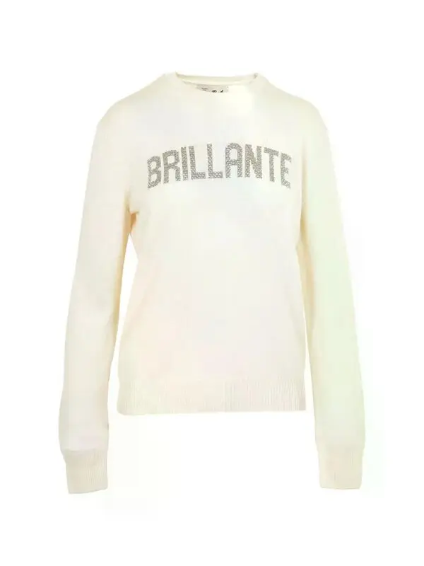 MC2 SAINT BARTH Crystal-embellished Logo-knit Sweater - Neutrals