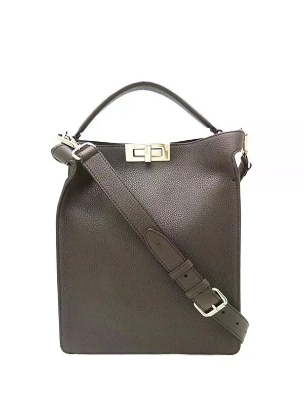 Fendi 2010-2026 Small Calfskin Peekaboo X Lite Satchel - Brown