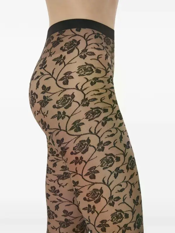 Wolford Rose Floral-pattern Tights - Neutrals