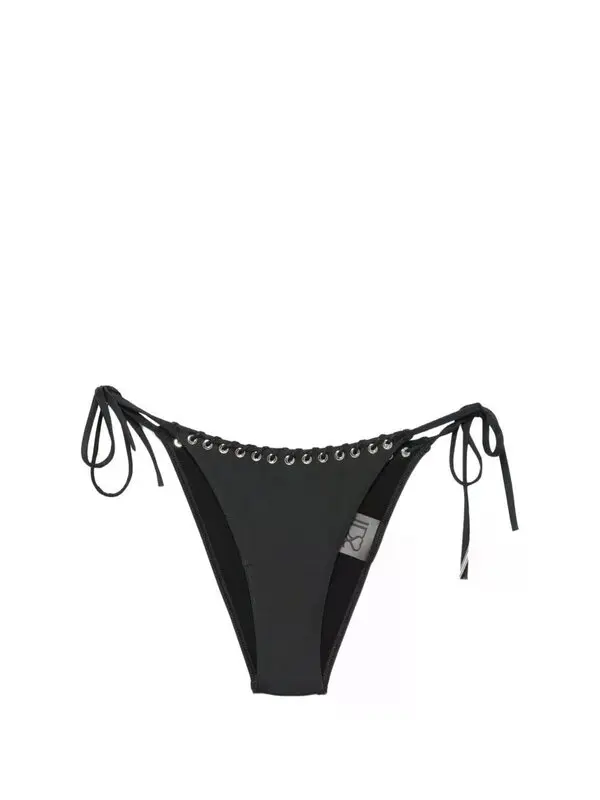 LUDOVIC DE SAINT SERNIN Eyelet-embellished Side-tie Bikini Bottoms - Black