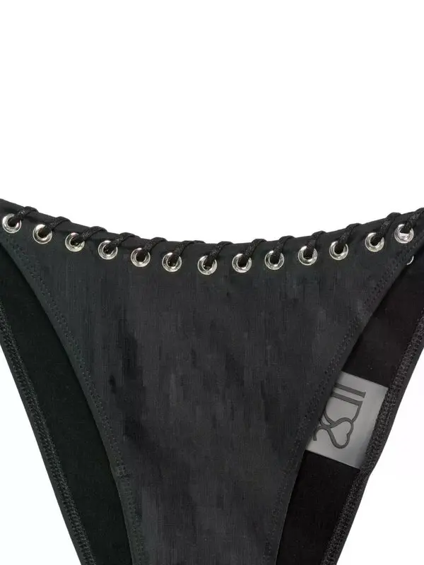 LUDOVIC DE SAINT SERNIN Eyelet-embellished Side-tie Bikini Bottoms