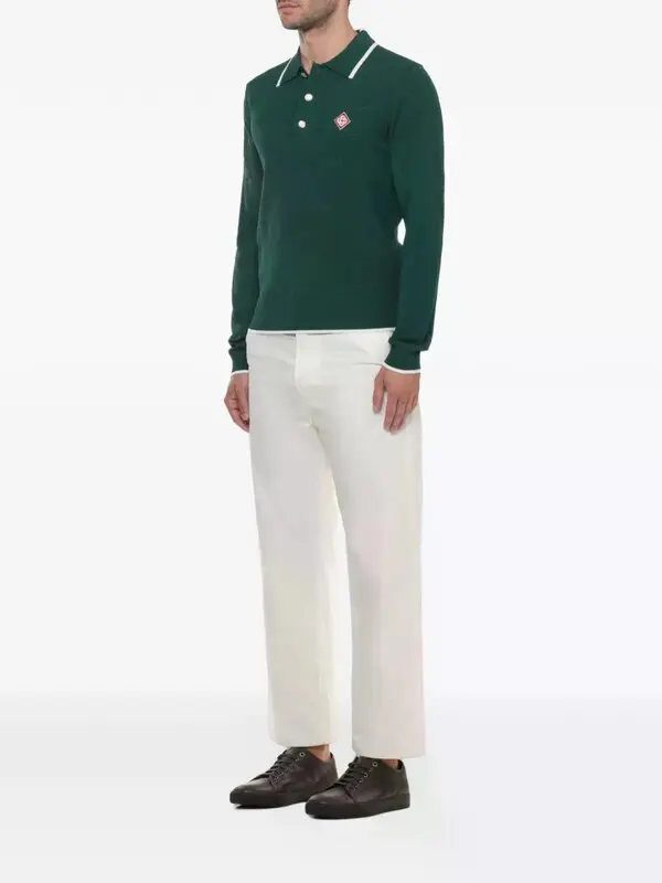 Casablanca Pointelle Monogram-knit Polo Shirt - Green