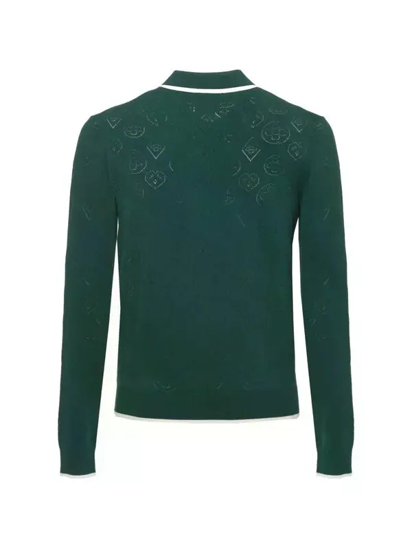 Casablanca Pointelle Monogram-knit Polo Shirt