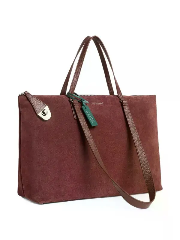 COCCINELLE Large Smart To Go Beat Suede Leather Tote Bag