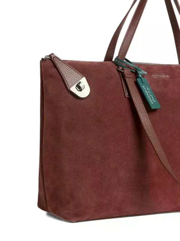 COCCINELLE Large Smart To Go Beat Suede Leather Tote Bag