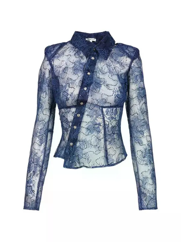 Natasha Zinko Blouska Sequin-embellished Lace Shirt - Blue
