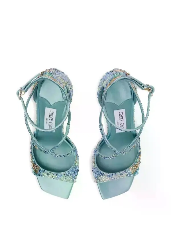 JIMMY CHOO Azia 95 Crystal-embellished Sandals - Blue