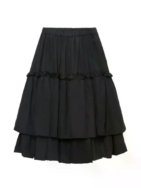 Comme Des Garçons Ruffled Tiered Midi Skirt - Black