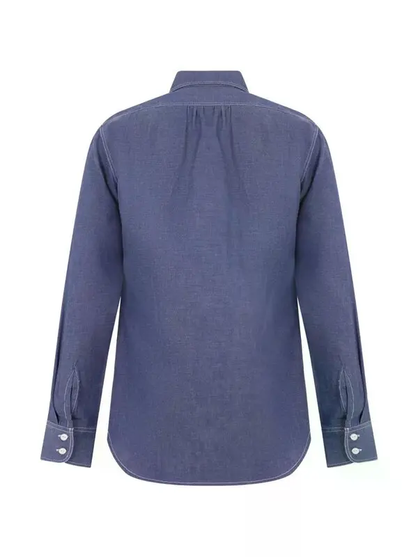 MOORER Contrast-stitch Chest-pocket Shirt