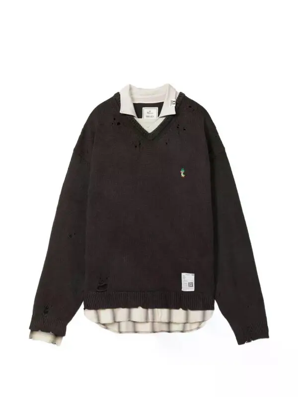 Mihara Yasuhiro Triple Layered Collared Knit Sweater
