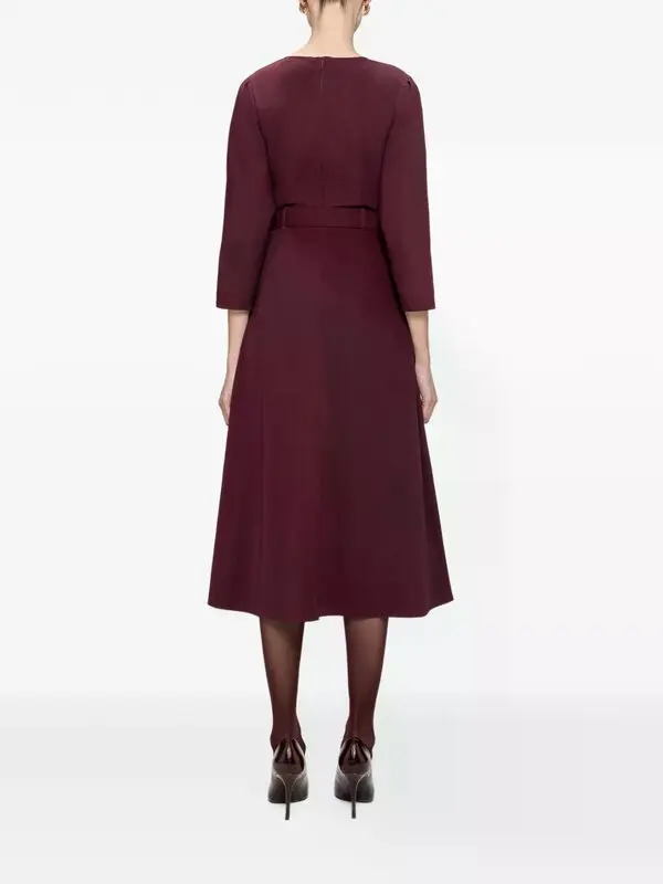 NISSA Belted Pleated Midi Dress