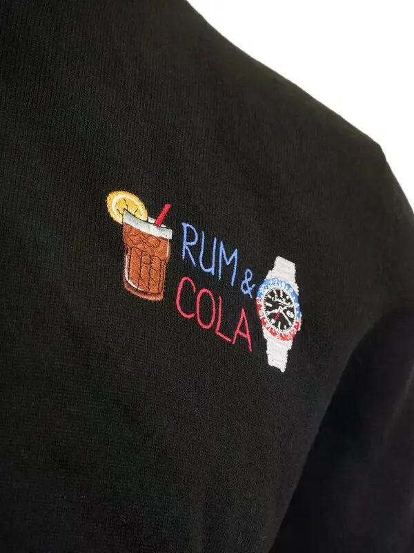 MC2 SAINT BARTH Heron Light Wool And Cashmere Blend Crewneck With Rum & Cola Embroidery