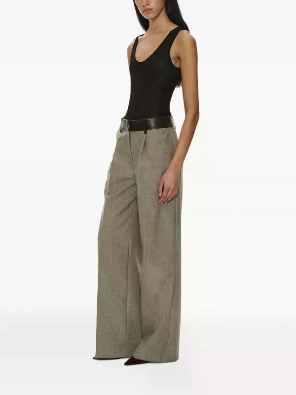 Christopher Esber Tropical Leather-waisted Wide-leg Trousers