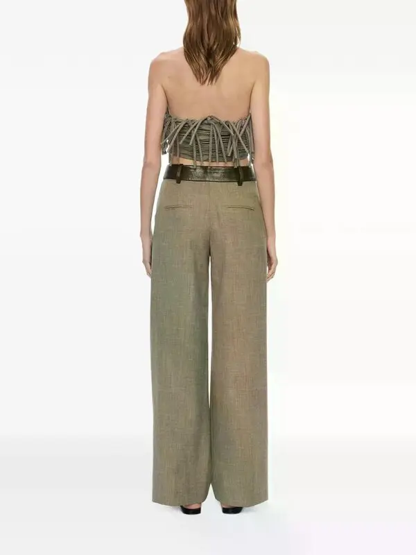 Christopher Esber Tropical Leather-waisted Wide-leg Trousers