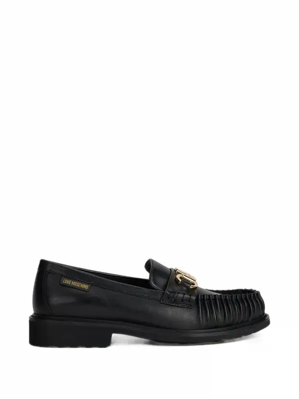 Moschino Logo-plaque Leather Loafers - Black
