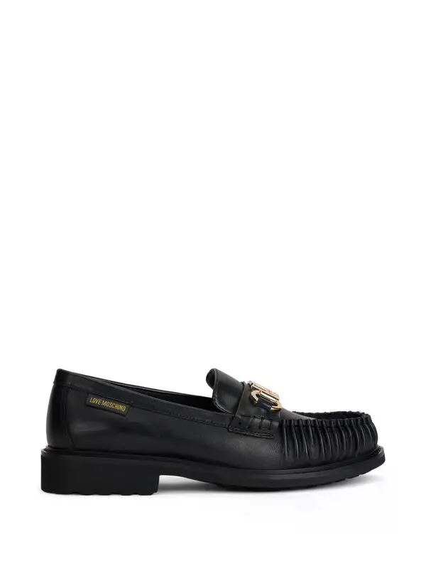 Moschino Logo-plaque Leather Loafers - Black