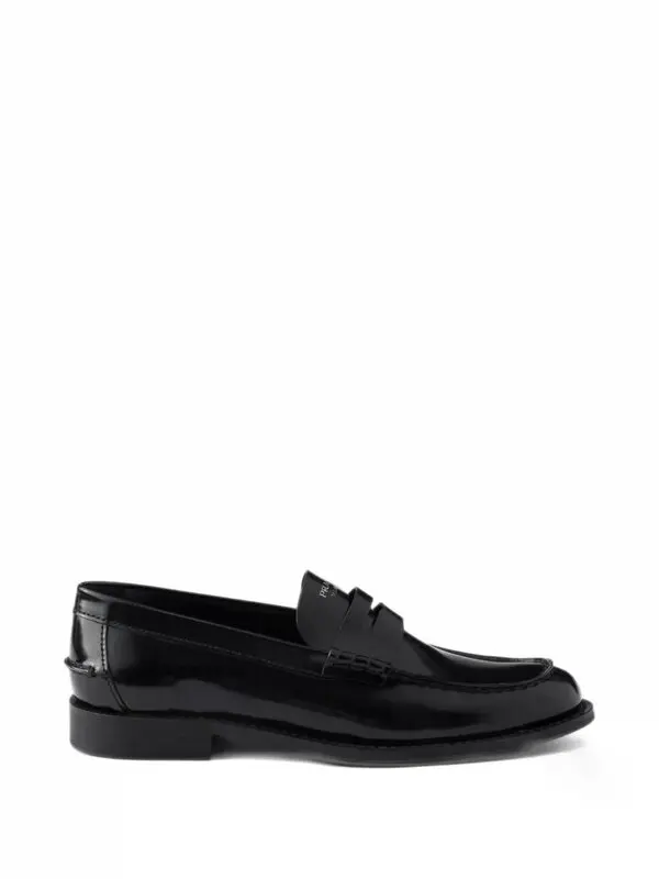 Prada Brushed Leather Loafers - Black