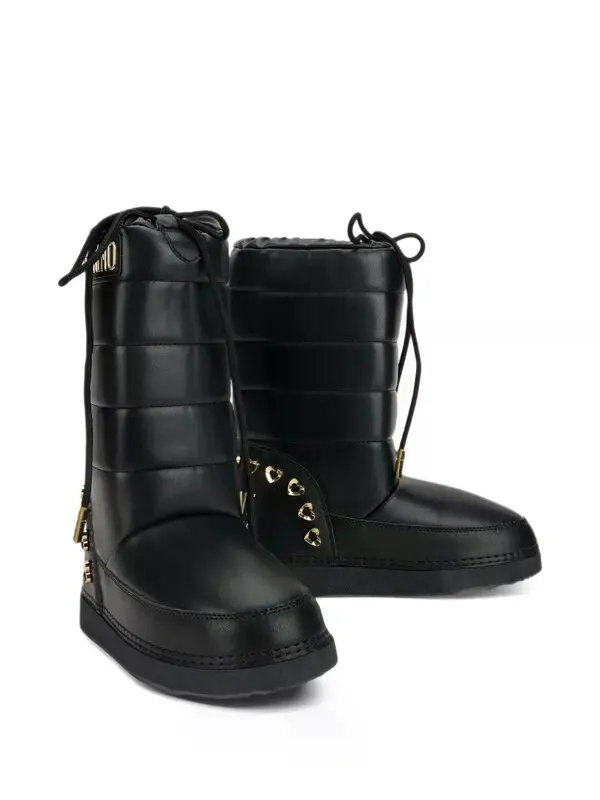 Moschino Quilted Heart-embellished Boots - Black