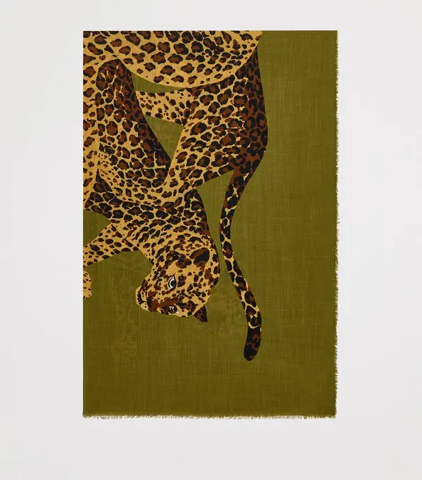 Saint Laurent Wool Leopard Scarf