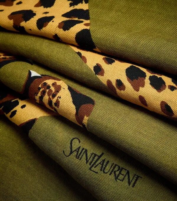 Saint Laurent Wool Leopard Scarf