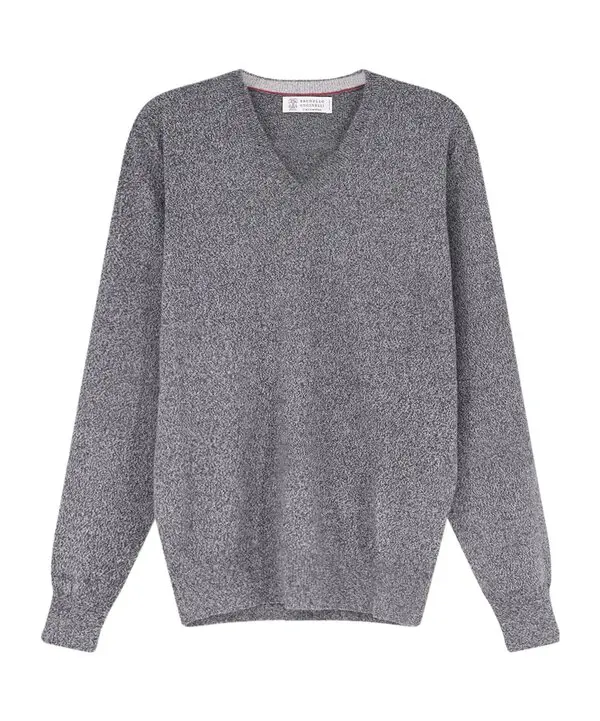 Brunello Cucinelli V-neck Ribbed Knitted Jumper