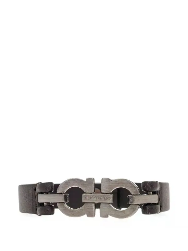 FERRAGAMO Double-gancini Leather Bracelet - Brown