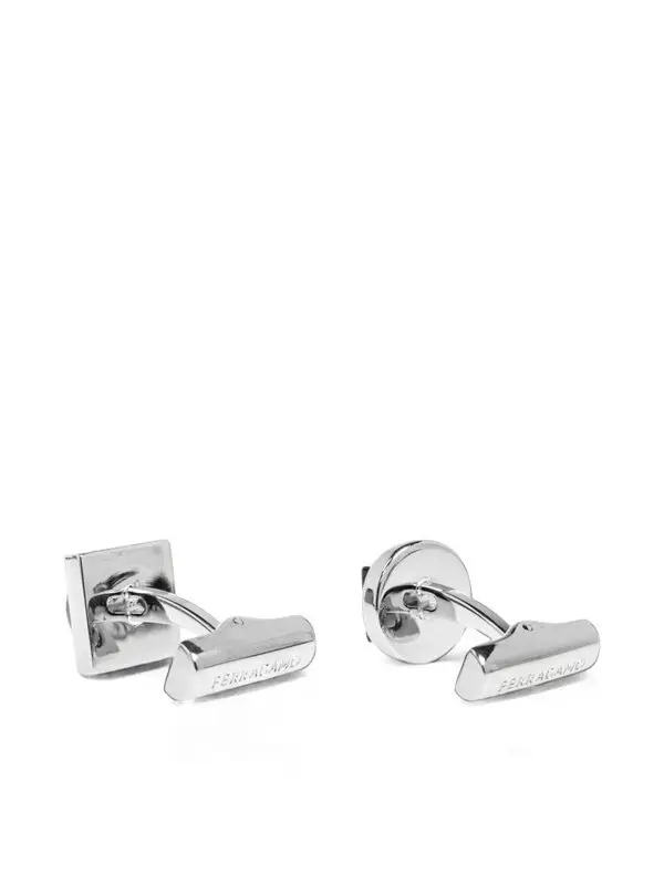 FERRAGAMO Stone-embellished Engraved-logo Cufflinks