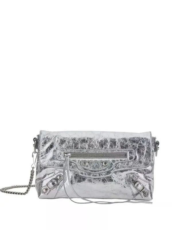 Balenciaga Le City Clutch With Chain - Silver
