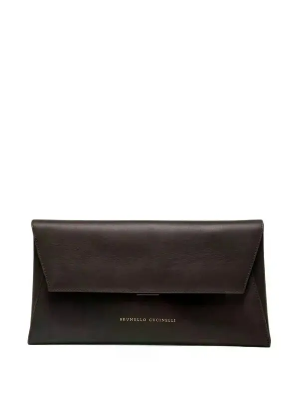 Brunello Cucinelli Envelope Leather Clutch Bag - Brown