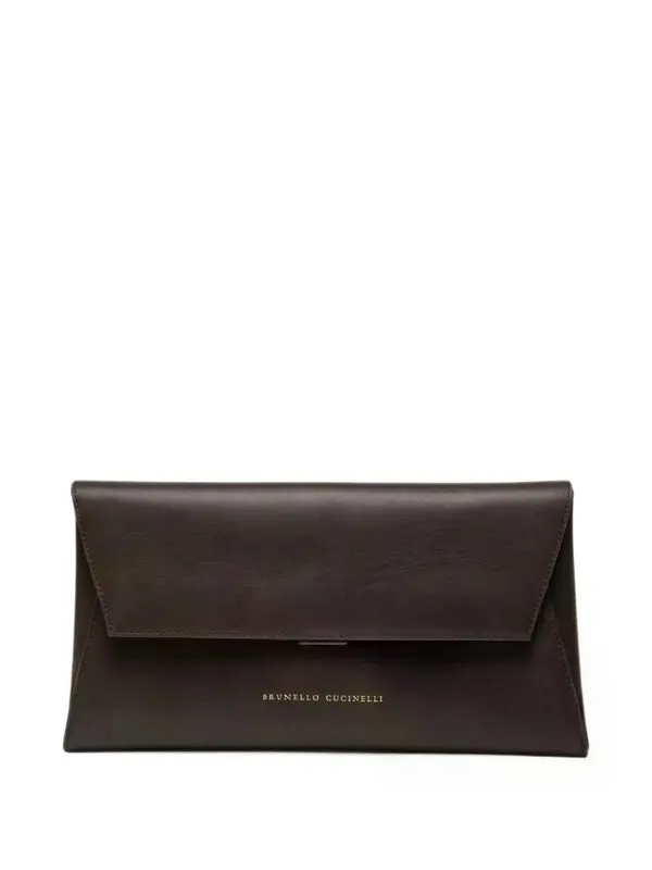 Brunello Cucinelli Envelope Leather Clutch Bag