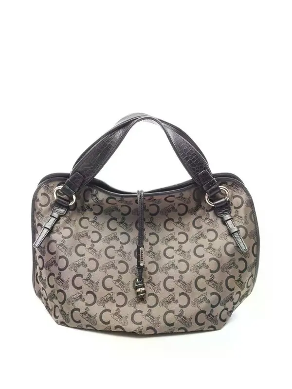 Celine 2000-2010 C Carriage Canvas Bittersweet Hobo Bag