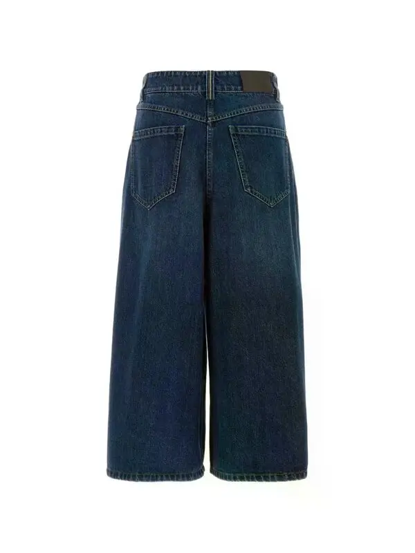 Brunello Cucinelli Authentic Denim Baggy Cropped Trousers With Monili