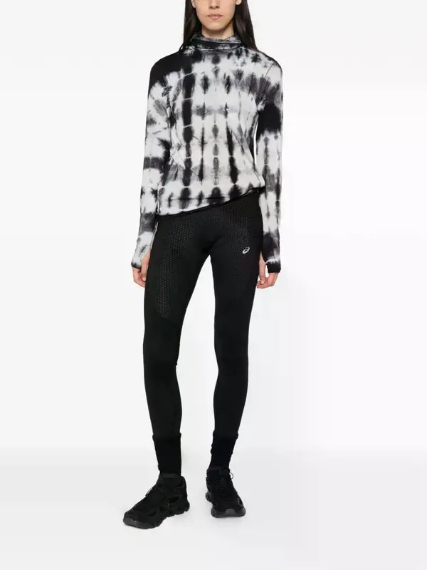 Asics Logo-detail Textured-panel Leggings - Black