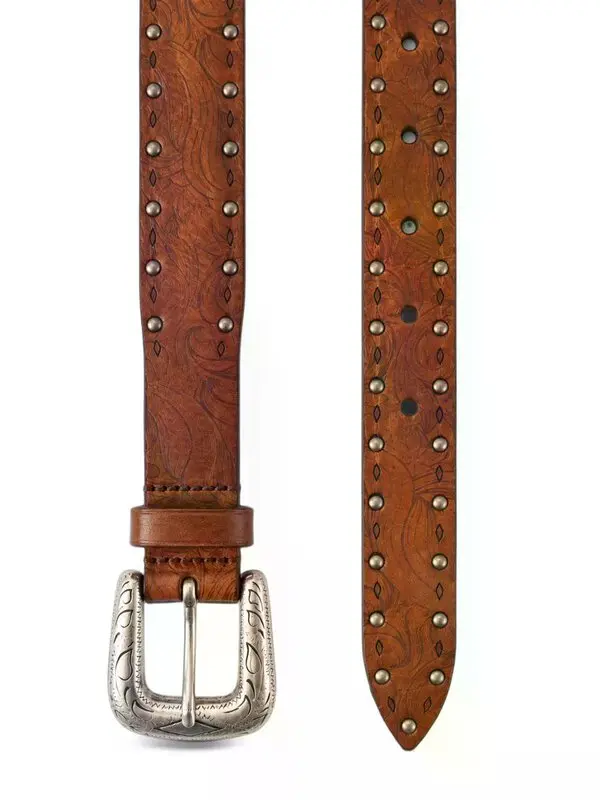 Anderson's Floral-embossed Studded Belt