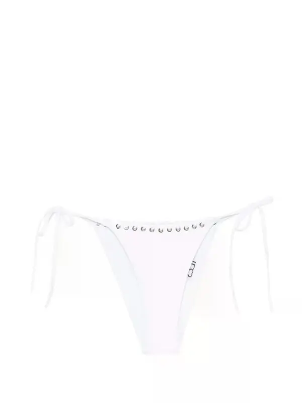 LUDOVIC DE SAINT SERNIN Eyelet-embellished Side-tie Bikini Bottoms - White