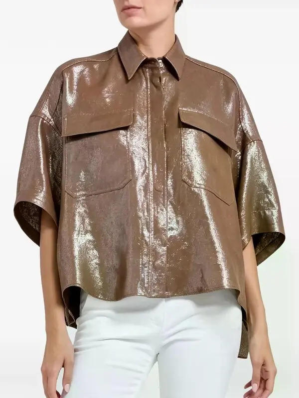 Brunello Cucinelli Metallic-effect Short-sleeve Shirt